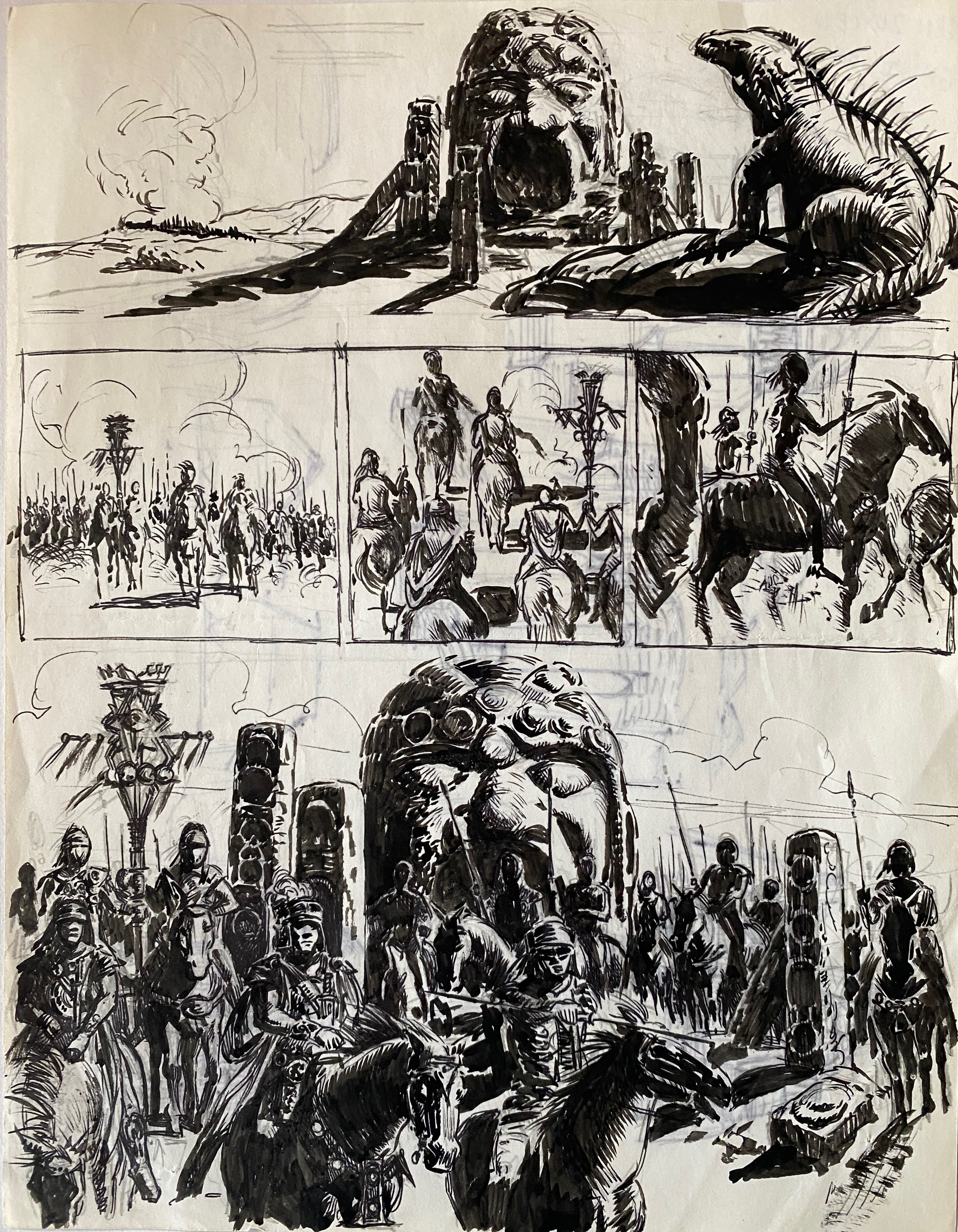 Jean-Claude Gal, planche originale préparatoire N°1 pour « Les Armées ...