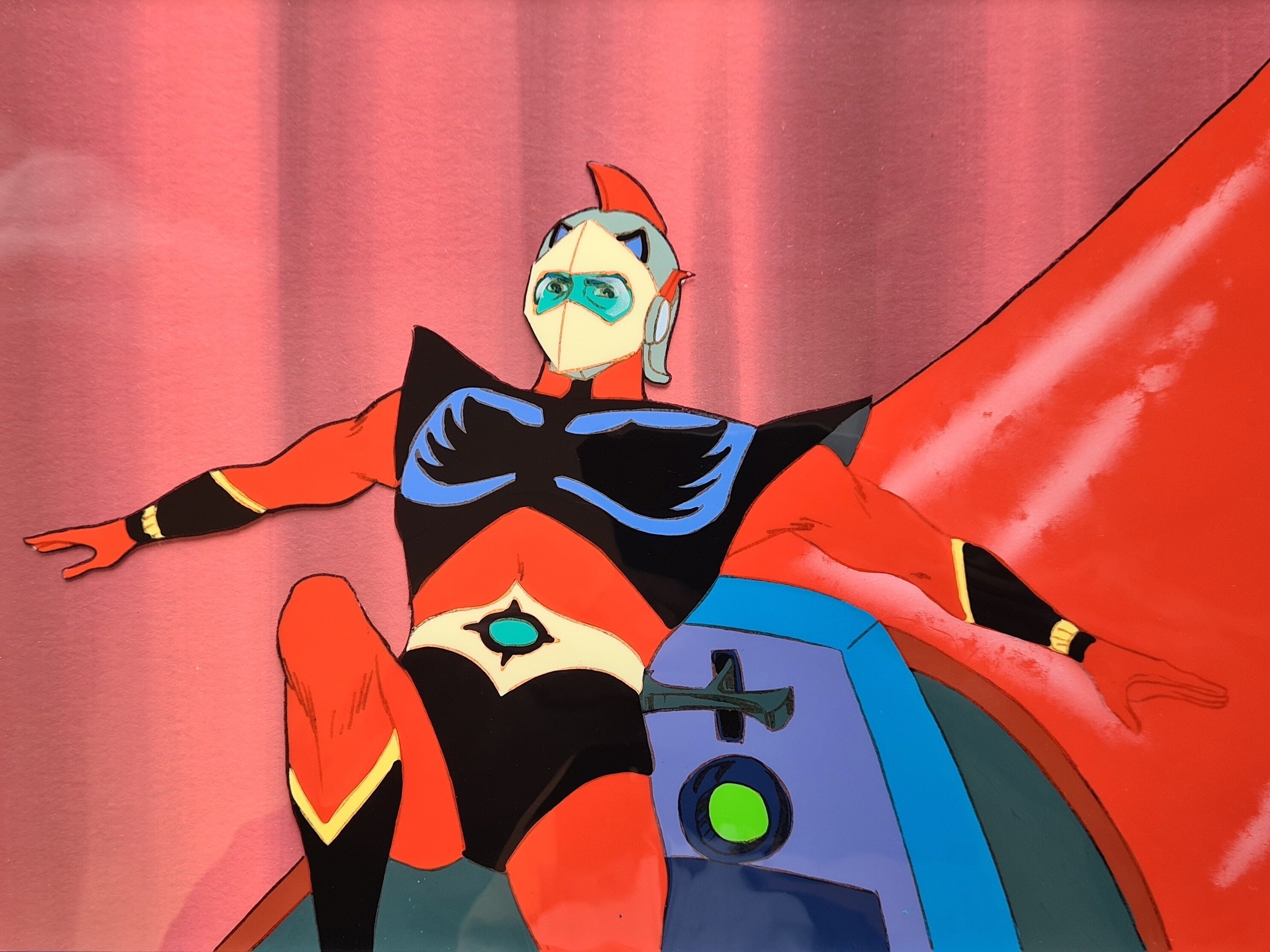 Go nagai, Goldorak, Actarus sautant, cellulo de production original et fond original (Toei ...