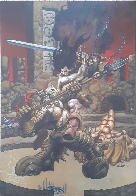 Simone Bianchi, Conan The Barbarian- HUGE painting on canvas - Illustration originale