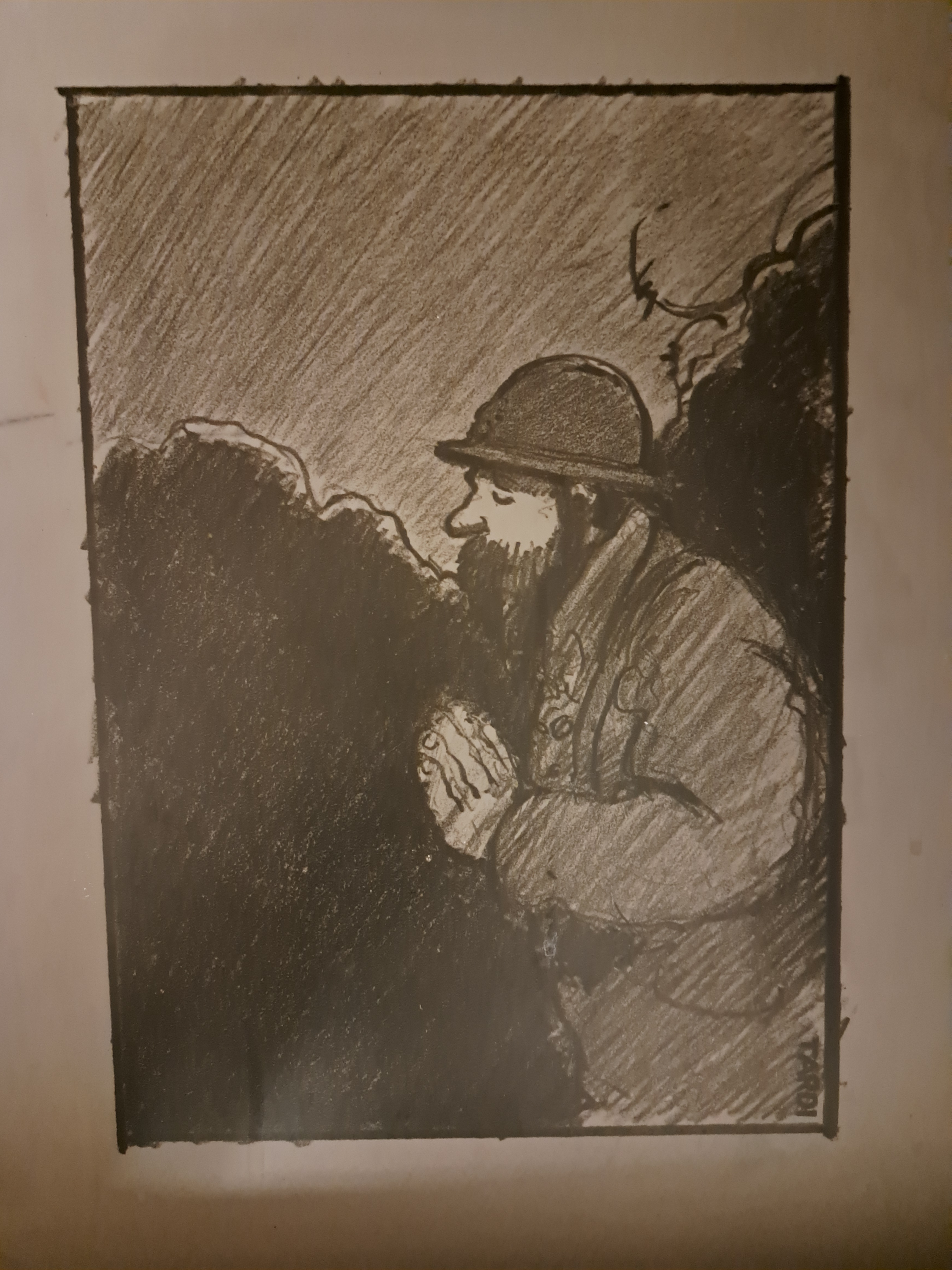 Tardi PLAQUE LITHOGRAPHIQUE POILU - Illustration originale