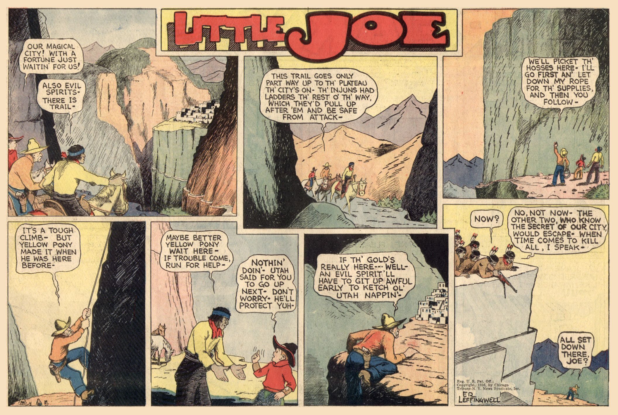 Ed Leffingwell, Harold Gray, Little Joe - 15 March 1936 - Planche originale