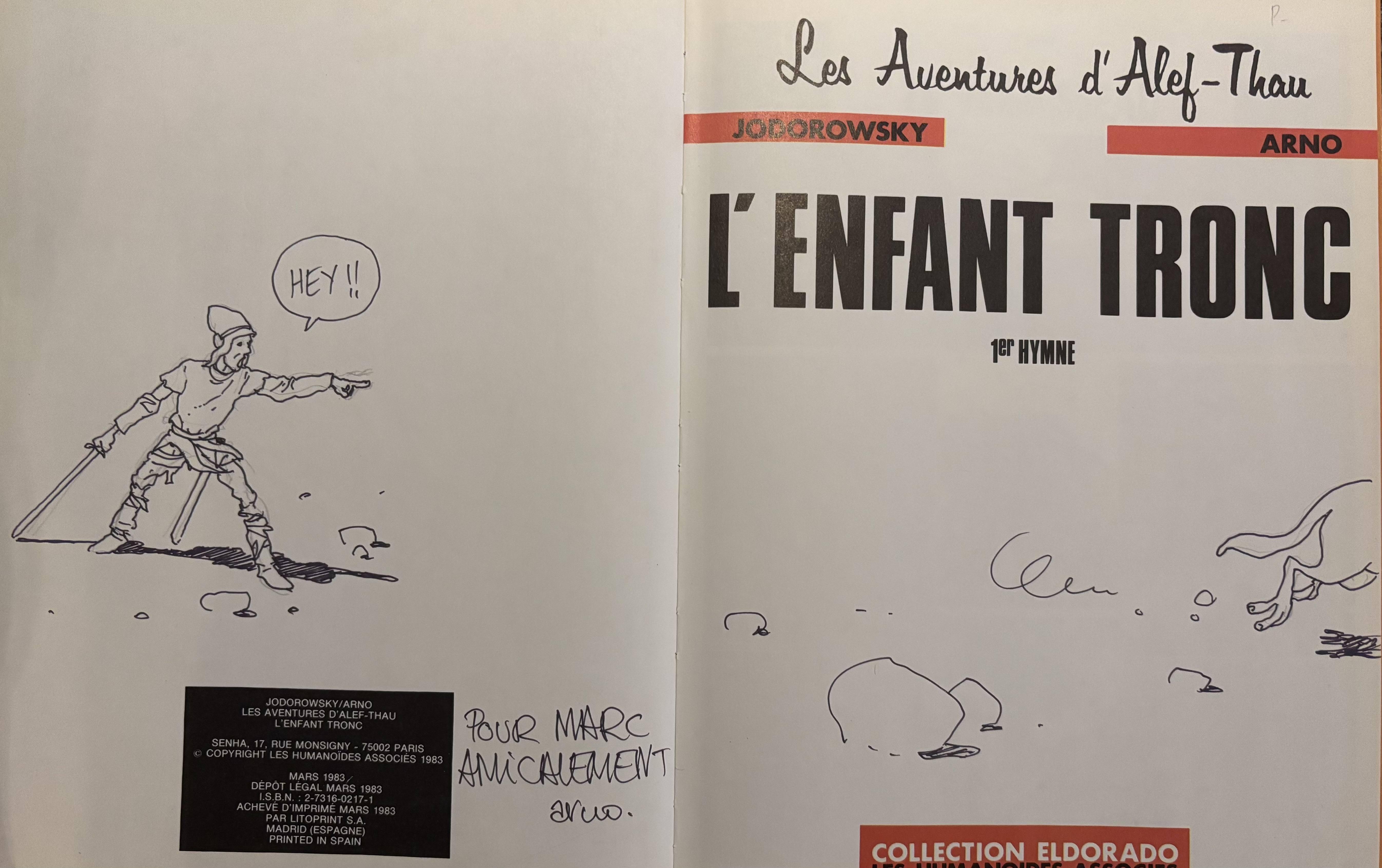 Dédicace d'Arno dans Les Aventures d'Alef-Thau - Dédicace