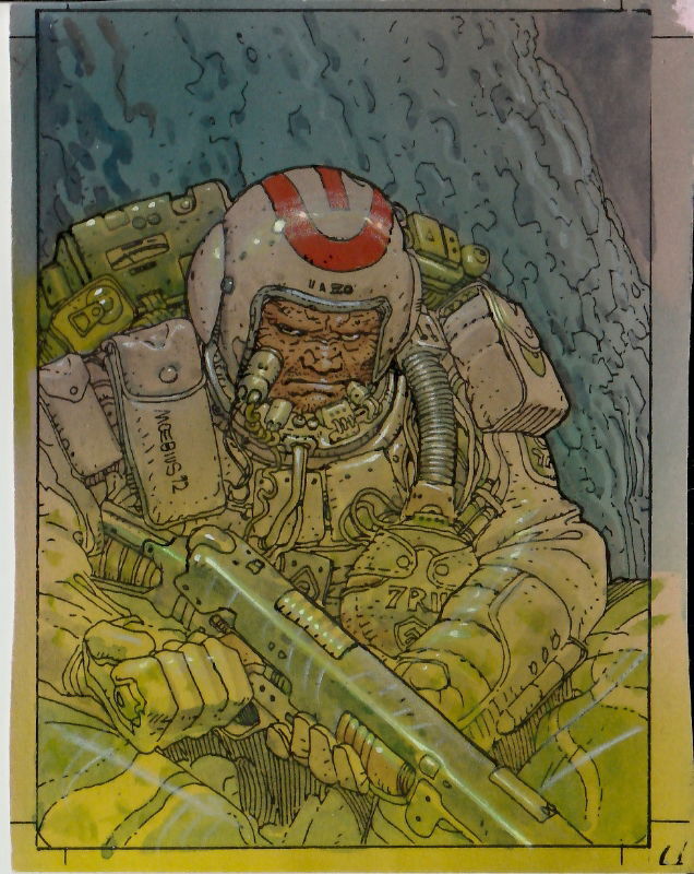 Moebius - original painted card (#59) - Space Trooper - Illustration ...