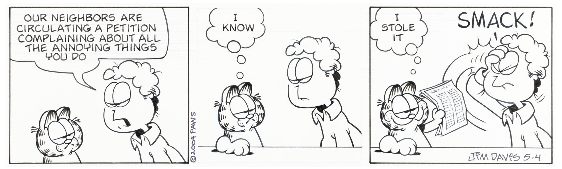 Jim Davis, Garfield daily, May 4 2004 - Planche originale