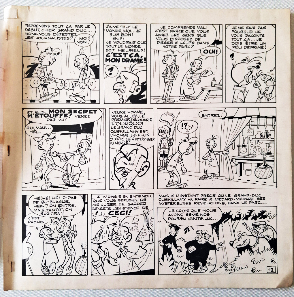 Greg, Luc Junior "Le Grand Duc Oukillamy" Planche 19 + Calque couleur ...