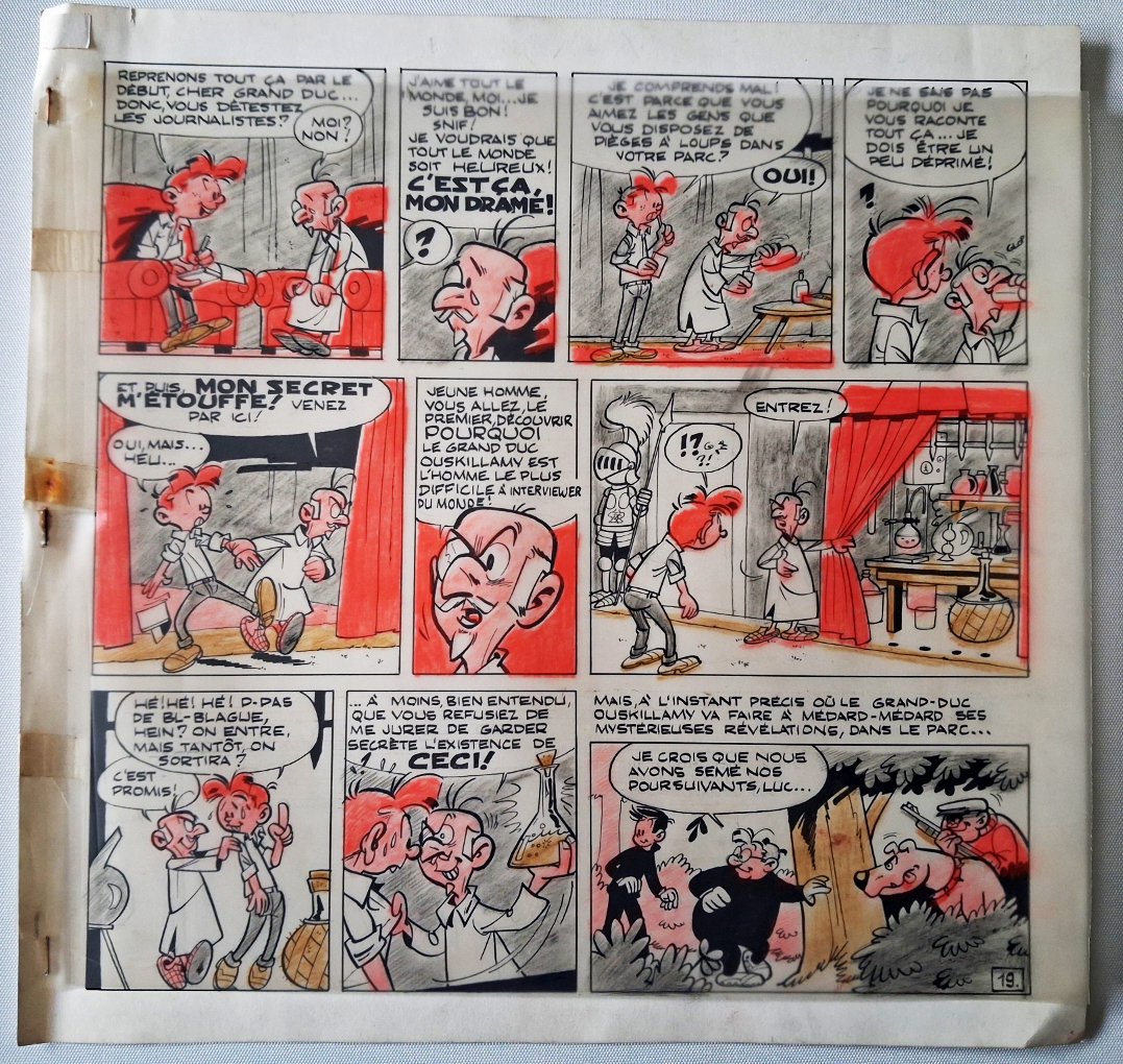 Greg, Luc Junior "Le Grand Duc Oukillamy" Planche 19 + Calque couleur ...