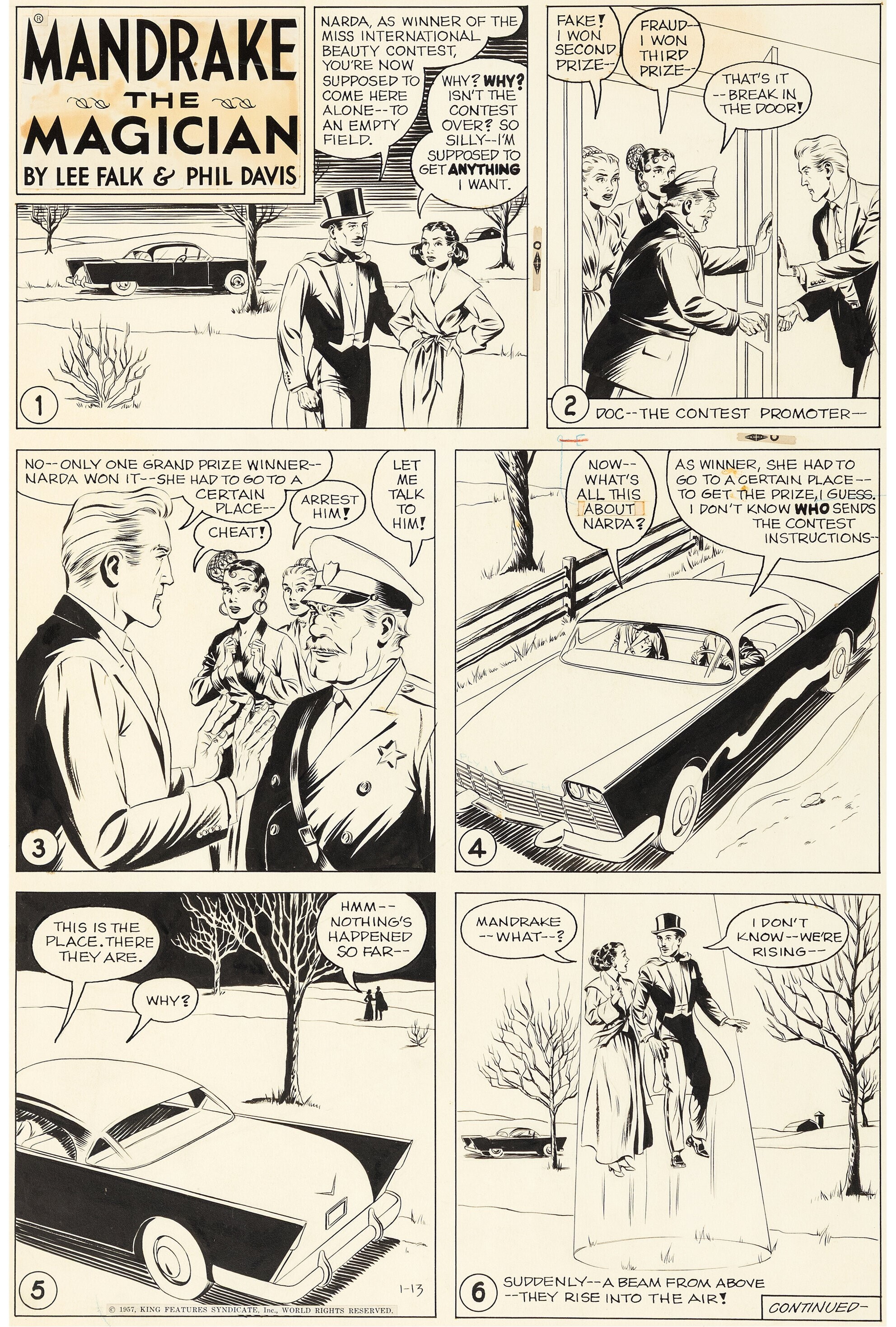 En vente - Lee Falk, Mandrake the Magician sunday page 1957 - Planche ...