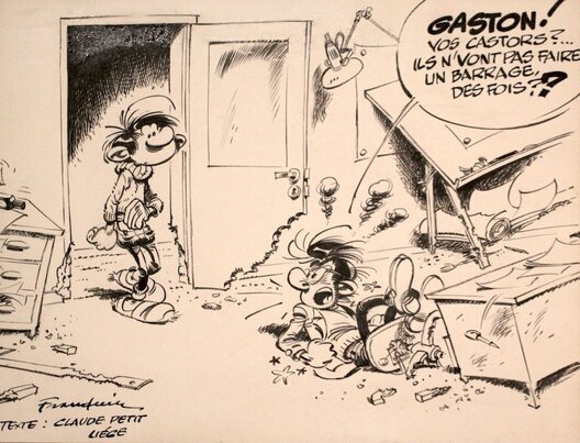 André Franquin, Gaston Lagaffe, 1961. - Illustration originale