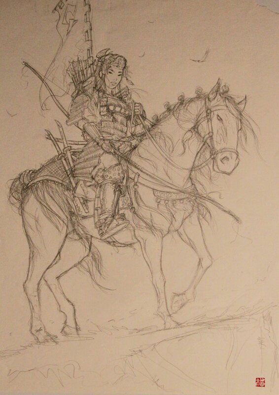 Guerrière samouraï par Frédéric Genêt - Illustration originale
